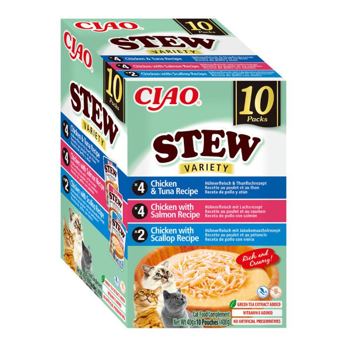 Churu STEW CAT Multipack Receta de Pollo con Atún, Salmón y Vieira ...