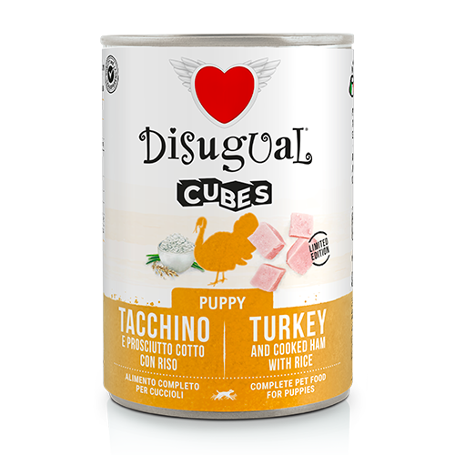 Disugual Dog CUBES PUPPY Gall d'indi, Pernil cuit, Arròs | Albet ...