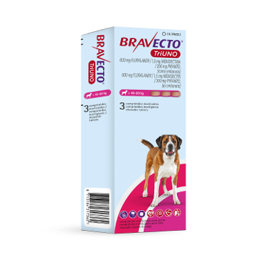 Bravecto TriUNO 25 mg (3 comp.) l Albet Distribuidora Veterinaria
